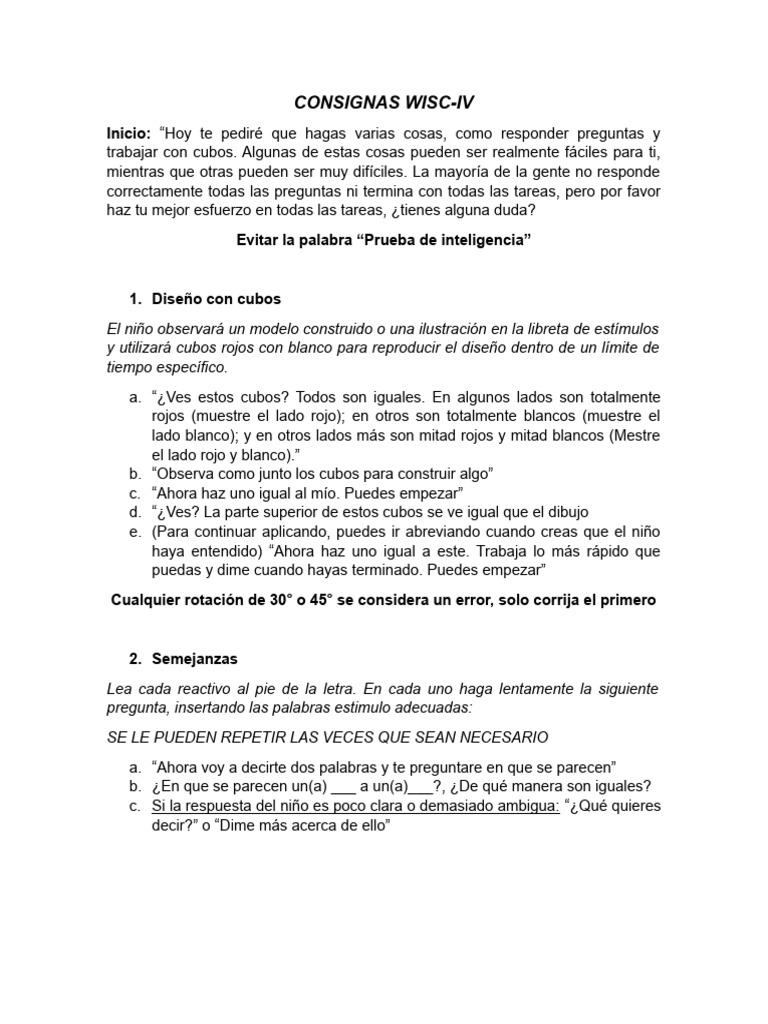 CONSIGNAS WISC | PDF