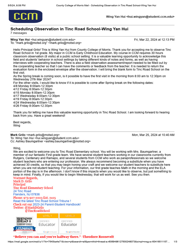 Tinc Road School Observation Schedule | PDF | Career & Growth | Wellness