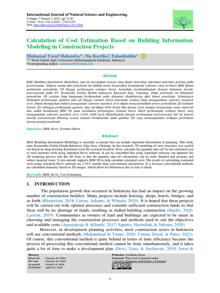 Cost Estimation Using BIM in Construction | PDF | 3 D Computer Graphics ...