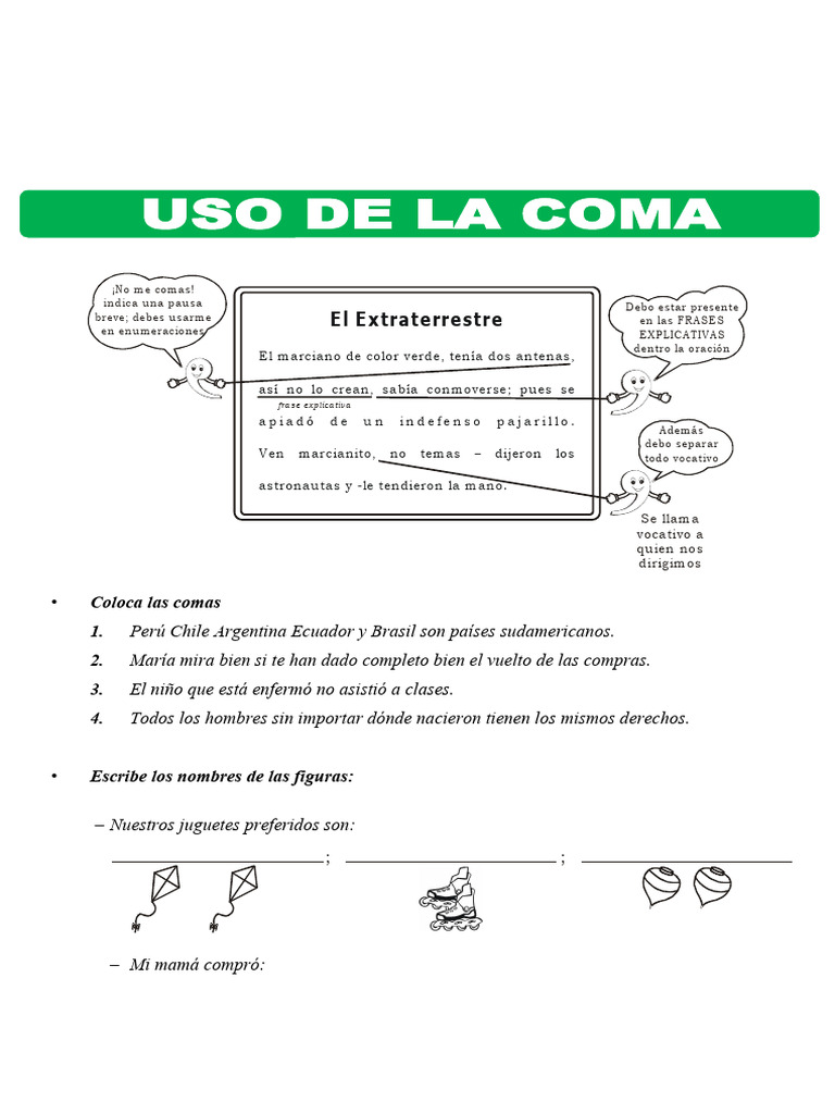 Uso-de-la-Coma-para-Segundo-de-Primaria | PDF