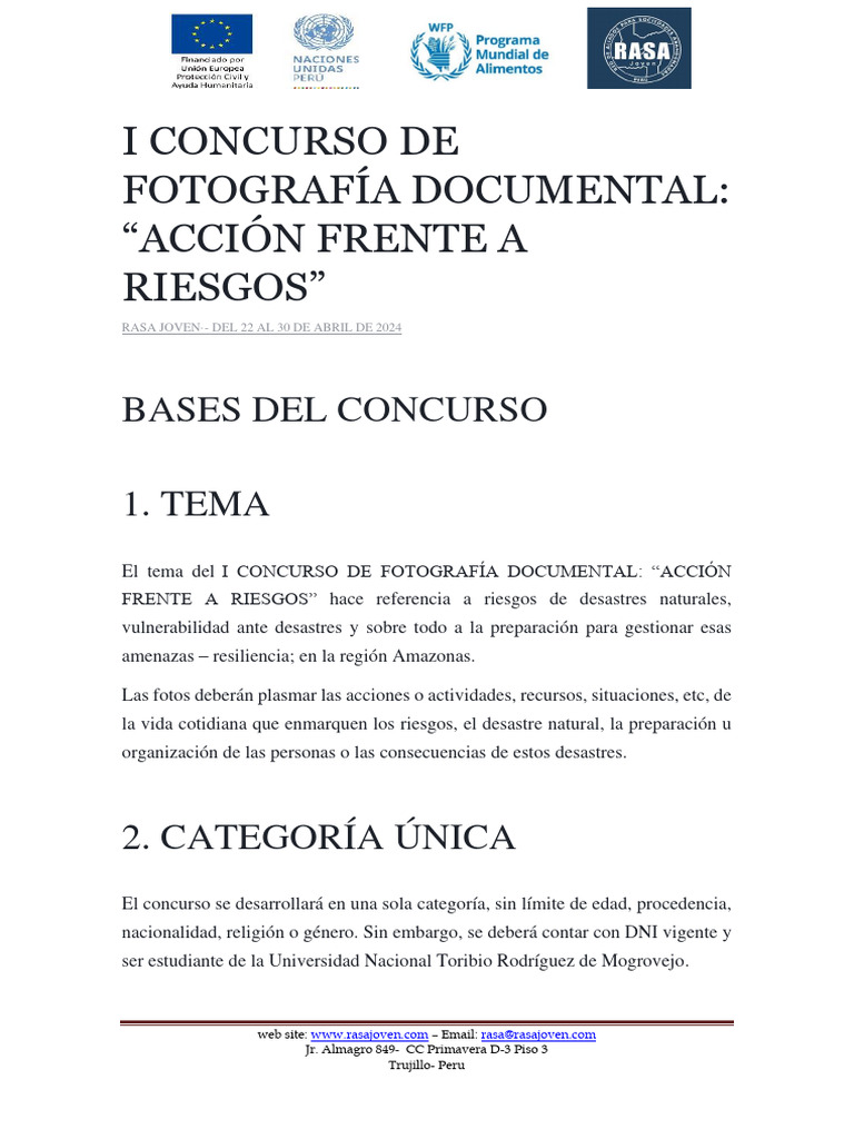 Bases Del Concurso de Fotografia Documental | PDF