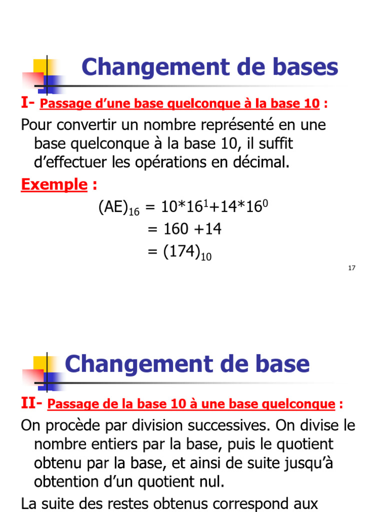 Conversion entre bases numériques | PDF | Échecs | Code (information)