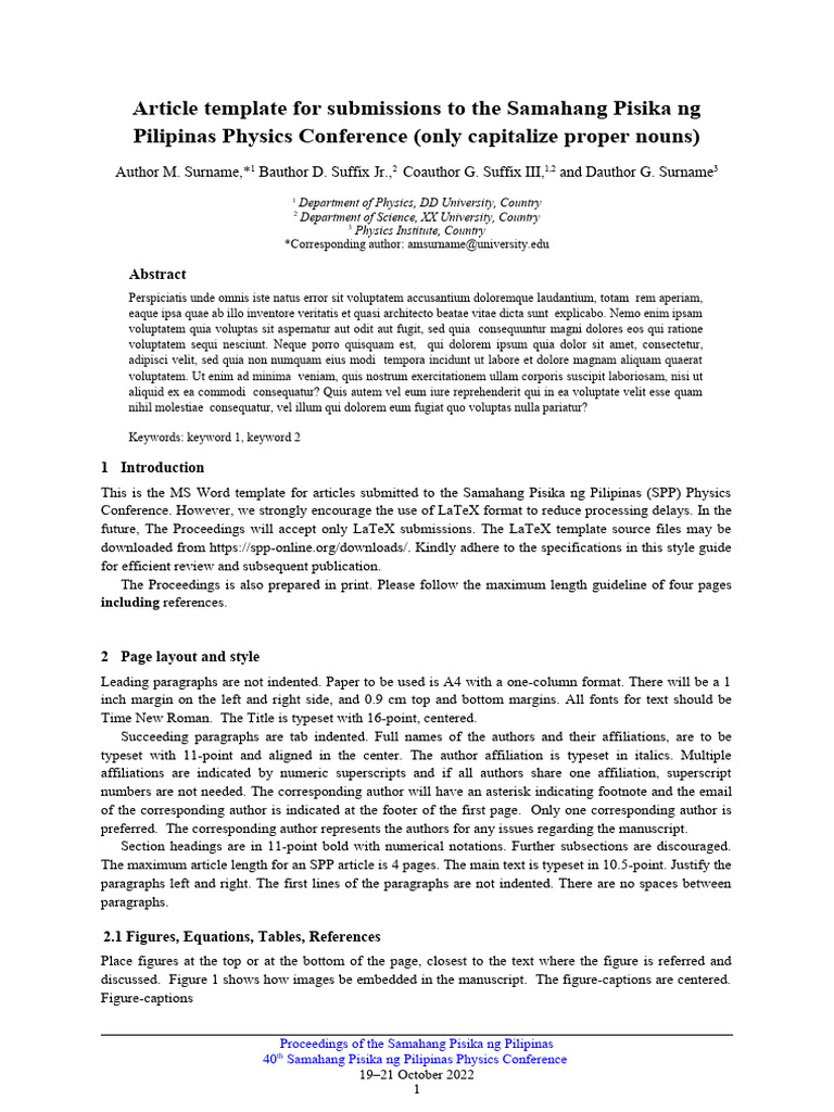 Technical Report Template (SPP 2022) | PDF | Paragraph | Text