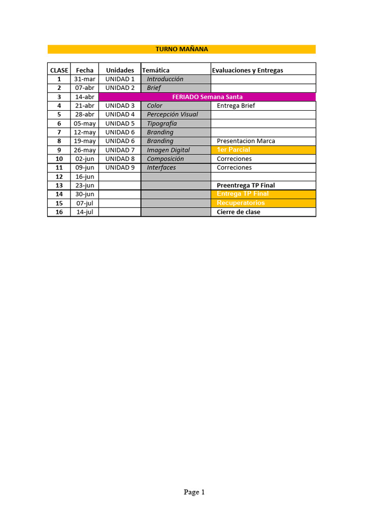 Cronograma 2022 1C (2626) - 2 | PDF