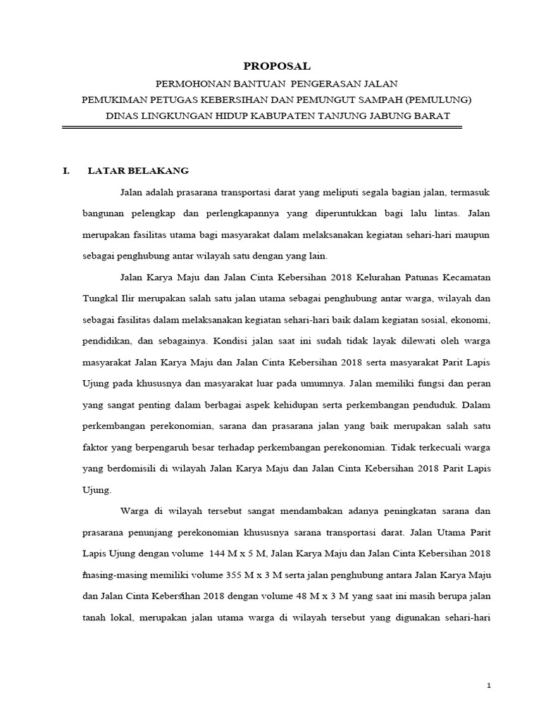 Proposal Pengerasan Jalan Utama | PDF