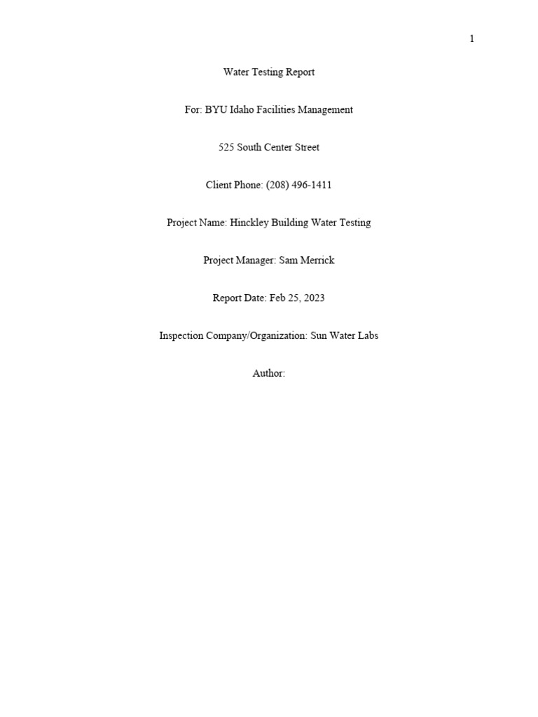 Water Testing Report | PDF | Water Quality | Lead