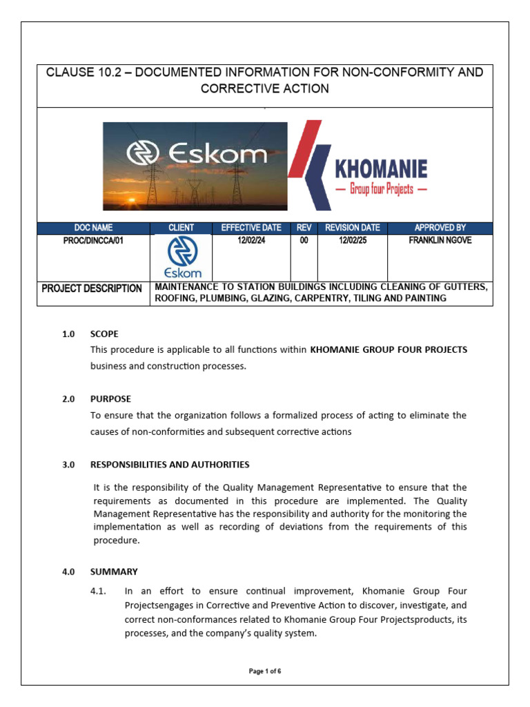 A7 Documented Information For Non-Conformity and Corrective Action | PDF | Business