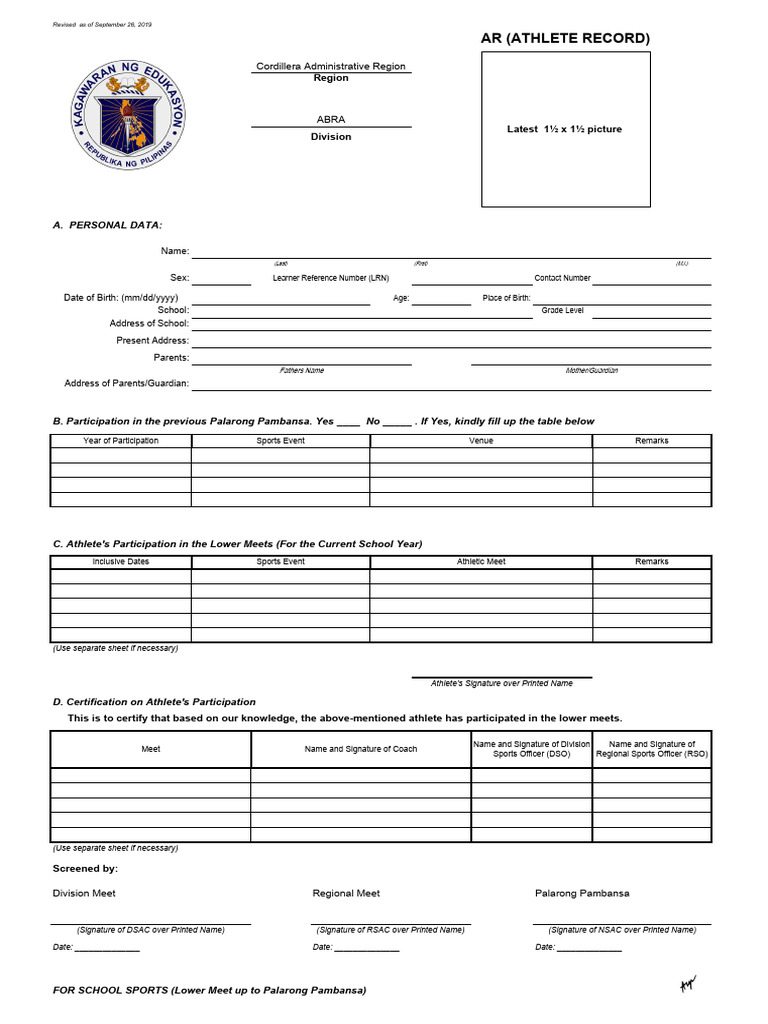 2020 Athlete Record 1 | PDF