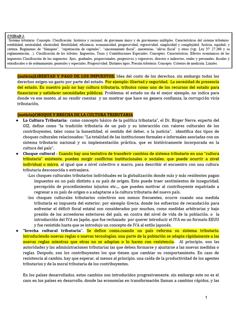 Resumen 1p - RT | PDF | Impuestos | Impuesto sobre la renta