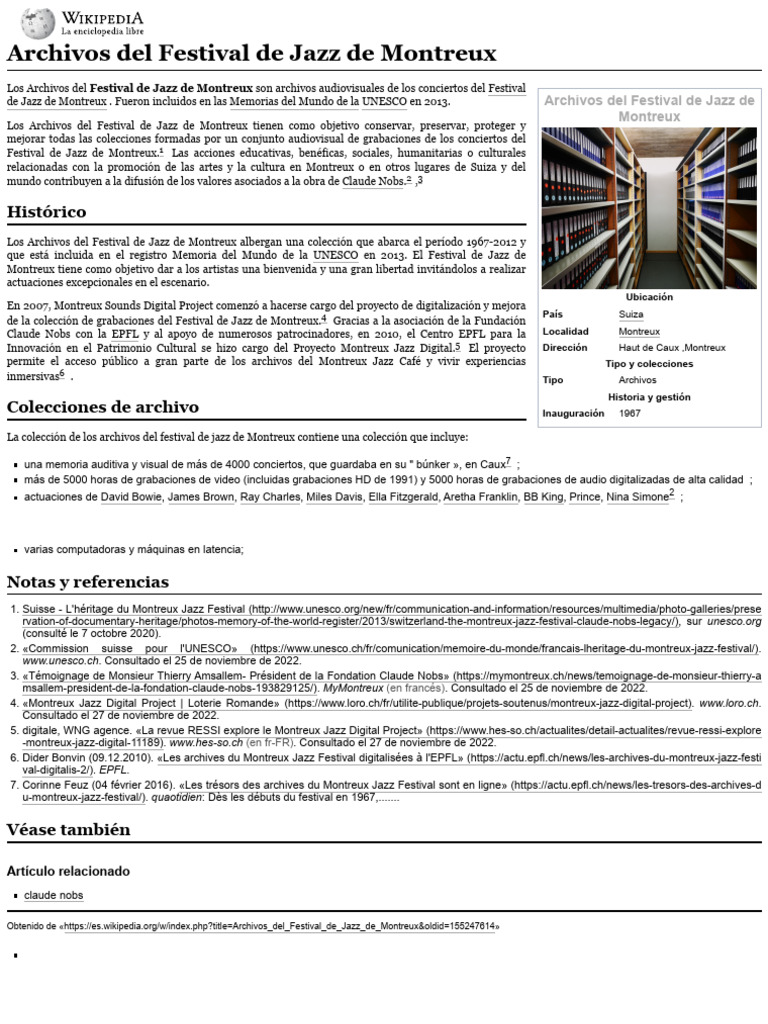 Archivos Del Festival de Jazz de Montreux: Histórico | PDF