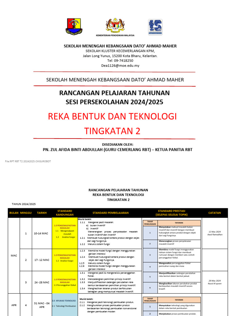 RPT-RBT T2 20242025 Cikgu Robot | PDF