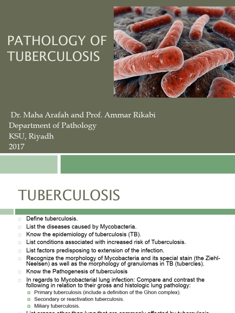 Pathology of Tuberculosis: Dr. Maha Arafah and Prof. Ammar Rikabi Department of Pathology KSU ...