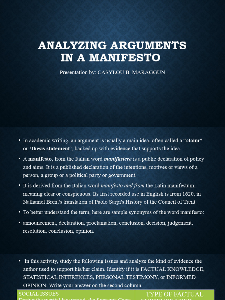 Defending A Stand On An Issue Through Reasonable Arguments - 1 | PDF ...