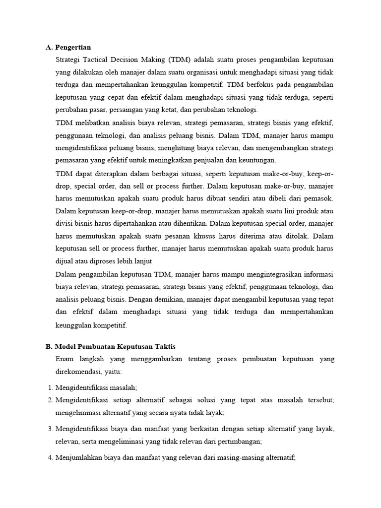 BAB 3 Strategi Tactical Decision Making | PDF