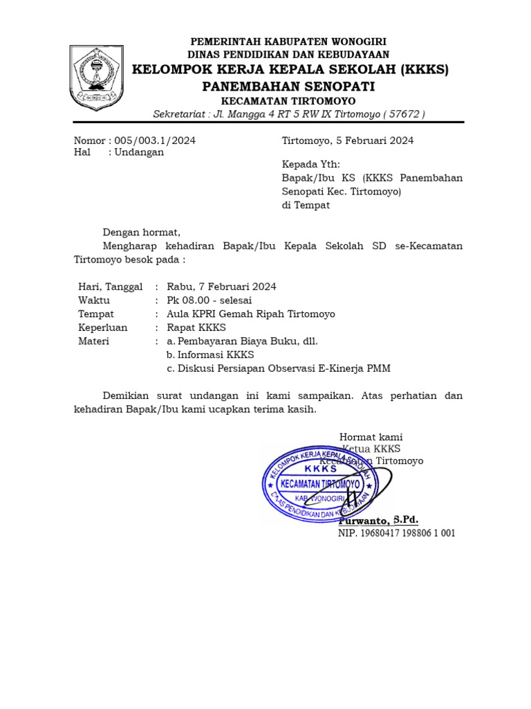 Contoh Undangan KKKS | PDF