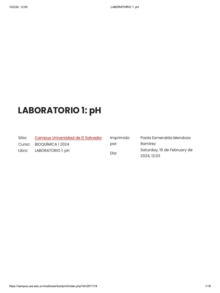 Laboratorio 1 - PH | PDF | Solución tampón | Ácido