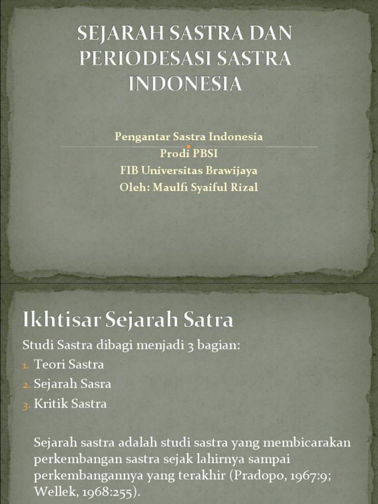 Sejarah Sastra Dan Periodesasi Sastra Indonesia | PDF