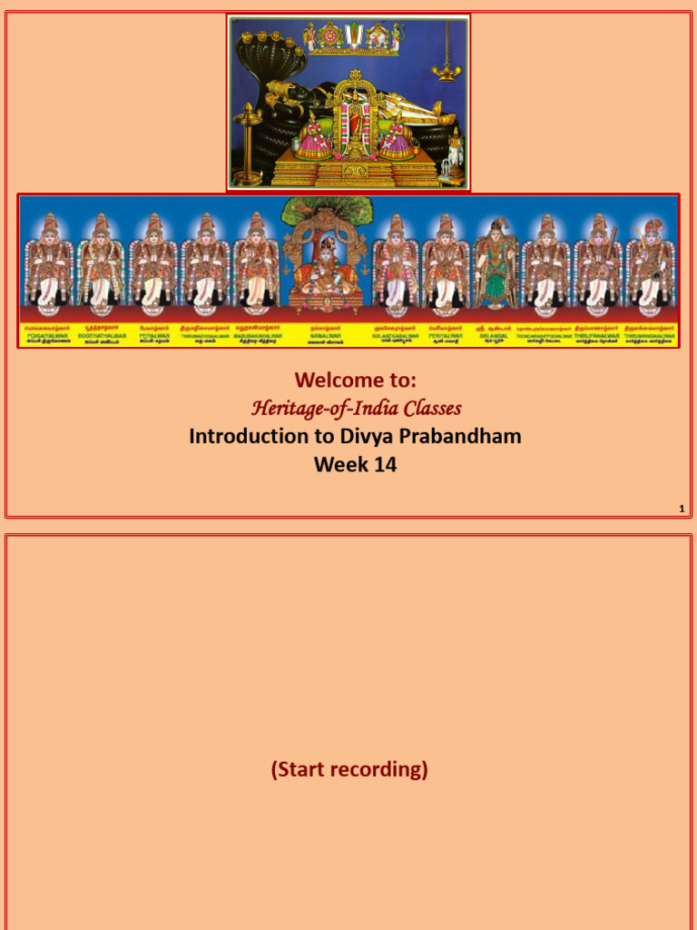 Week 14 Slides Divya Prabandham Intro | PDF | Vaishnavism | Indian ...