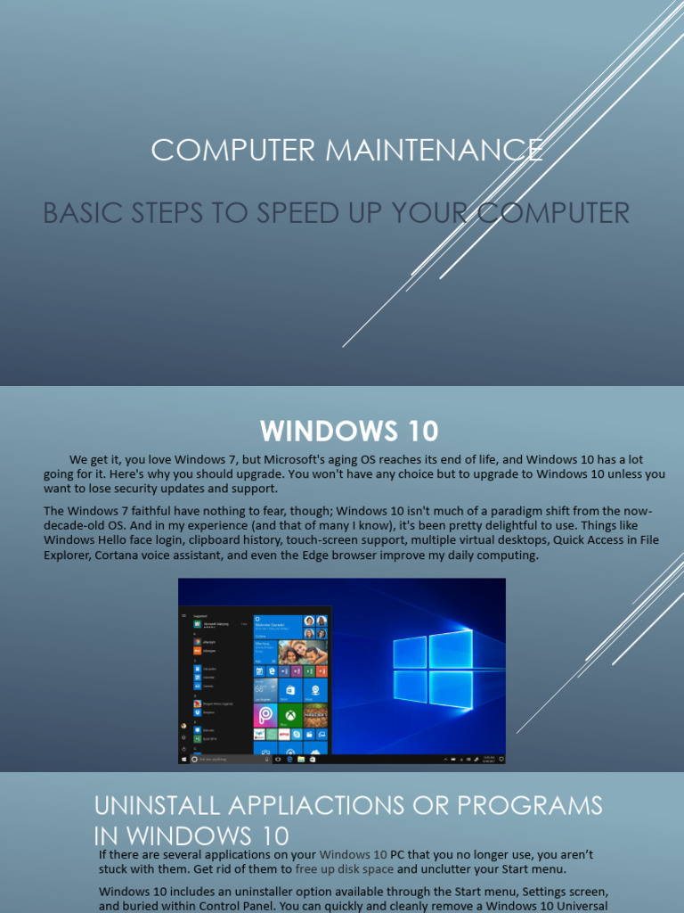 Basic Computer Maintenance - Fast PC | Download Free PDF | Windows 10 | Microsoft Windows