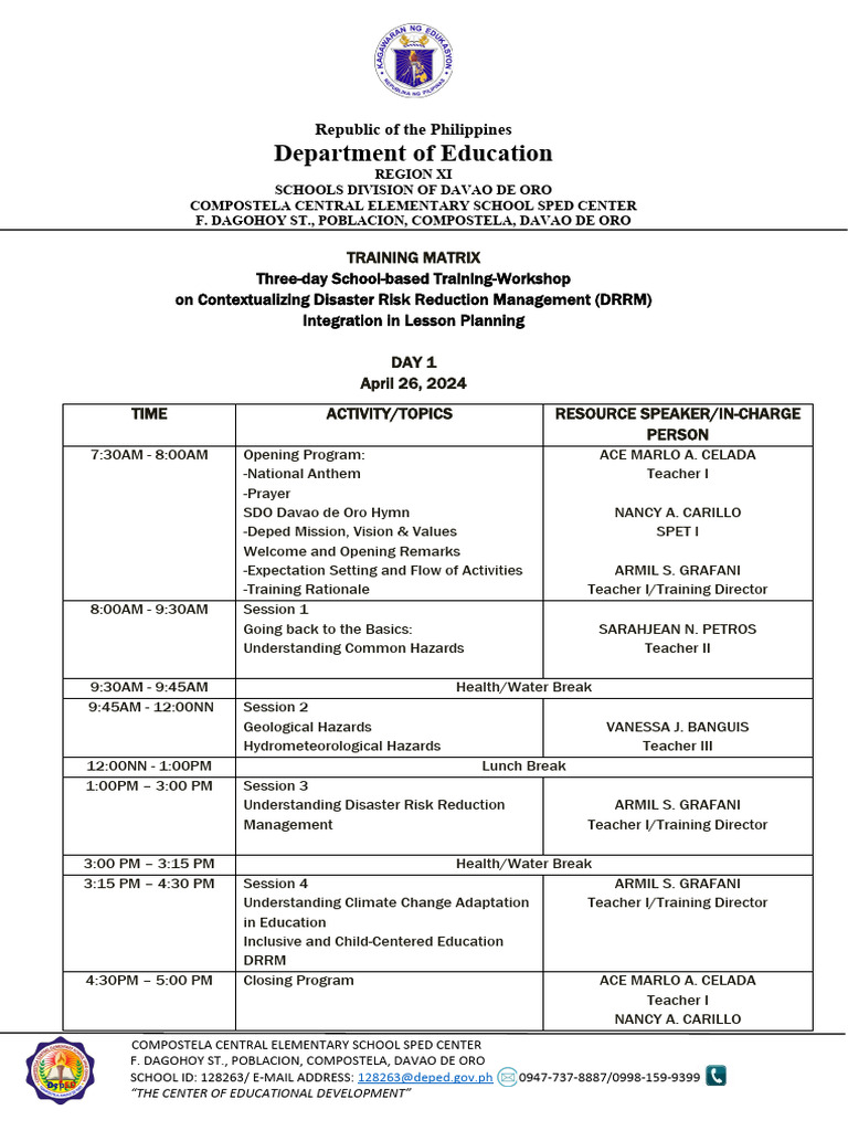 TRAINING MATRIX | PDF | Cognition | Teaching