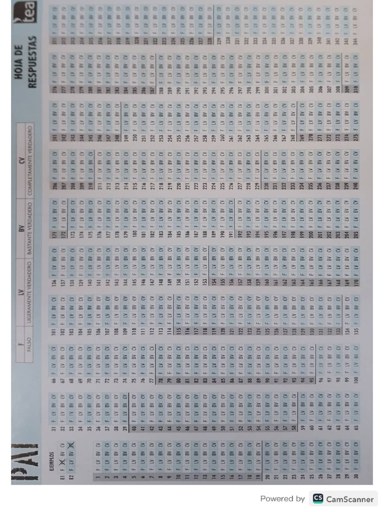 Hoja de Rtas PAI | PDF