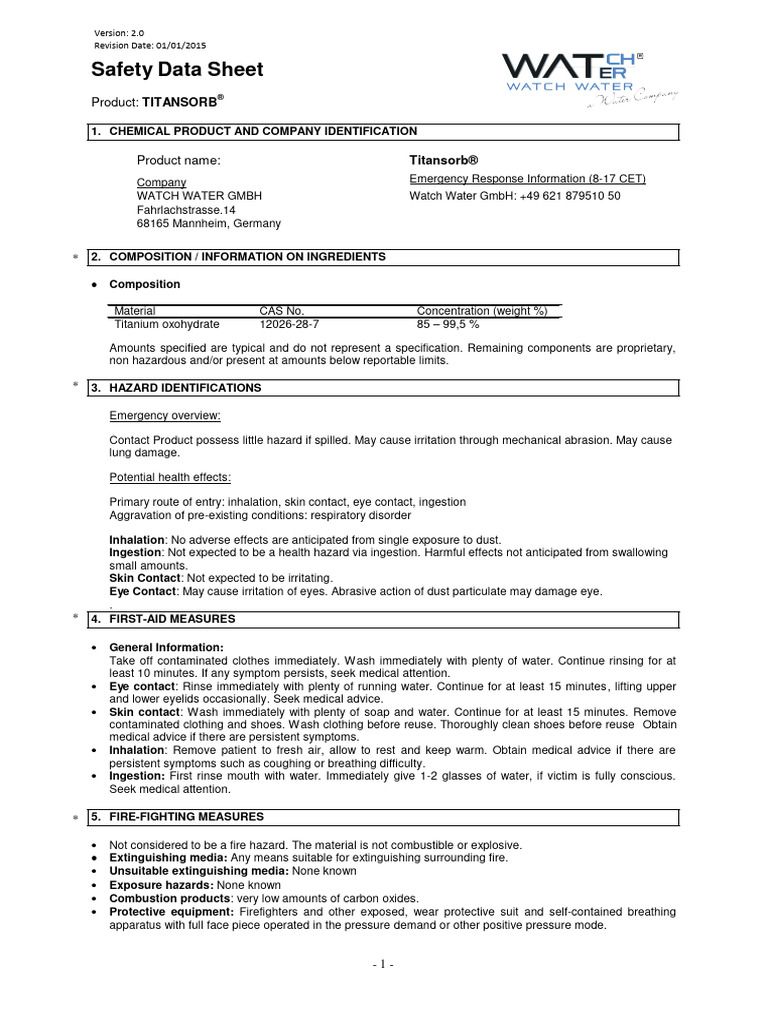 Titansorb MSDS | Download Free PDF | Waste | Waste Management