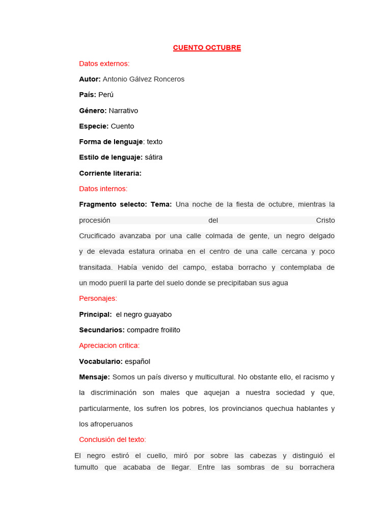 Cuento Octubre | PDF | Poesía