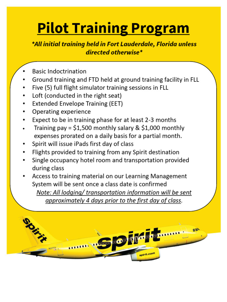 Spirit Training Footprint and Pay 2023 | PDF | Airlines | Aircraft