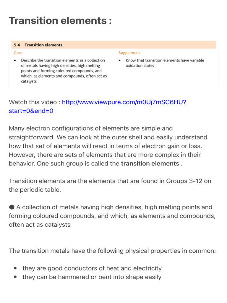 RM-Transition Elements | PDF