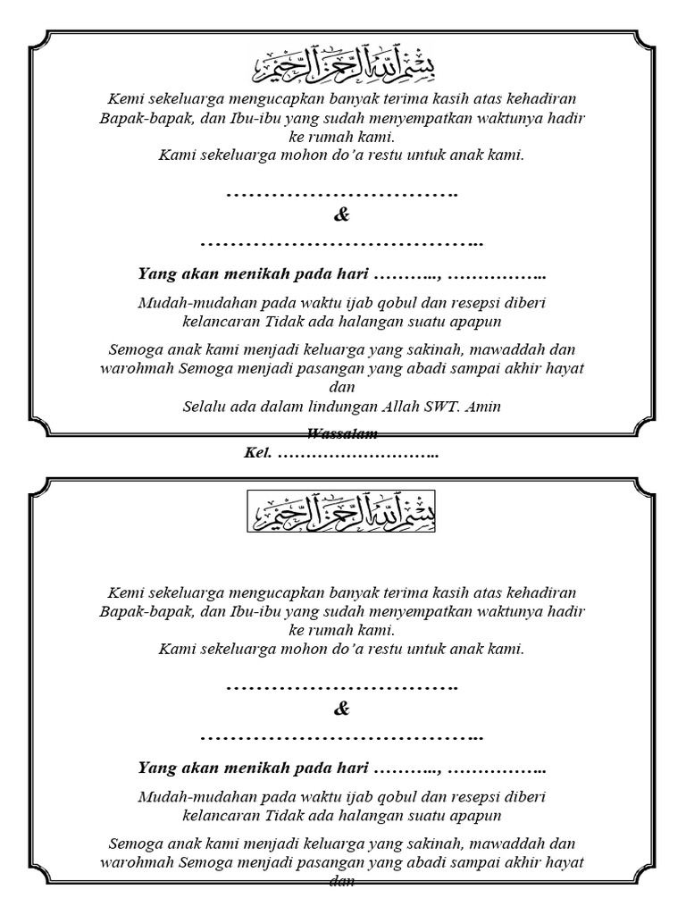 Contoh Susunan Acara Pernikahan | PDF