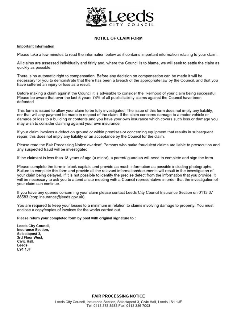 Claim Form (Word Version) 1 | PDF | Fraud | Legal Liability