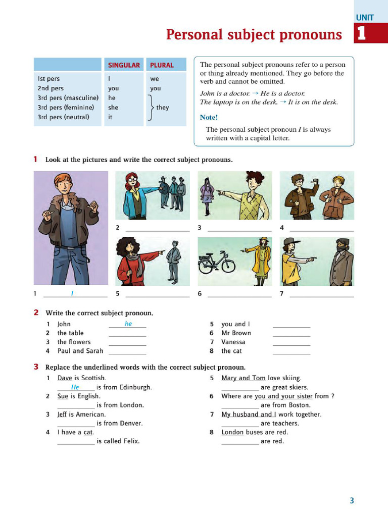 Personal Subject Pronouns | PDF