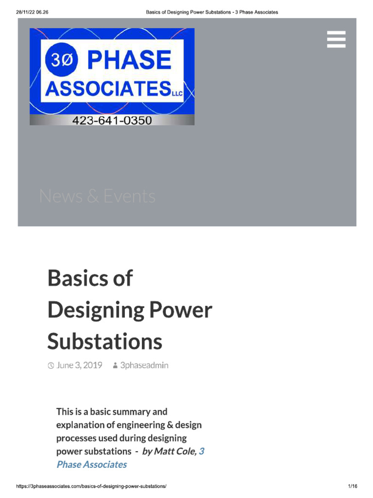 Basics of Designing Power Substation | PDF