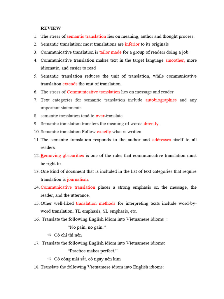 Semantic vs. Communicative Translation | PDF