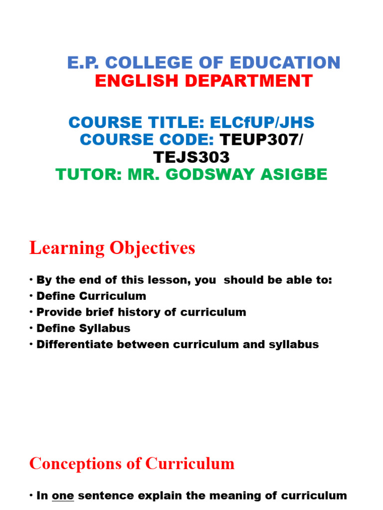 Curriculum Lecture 1 | PDF | Curriculum | Learning