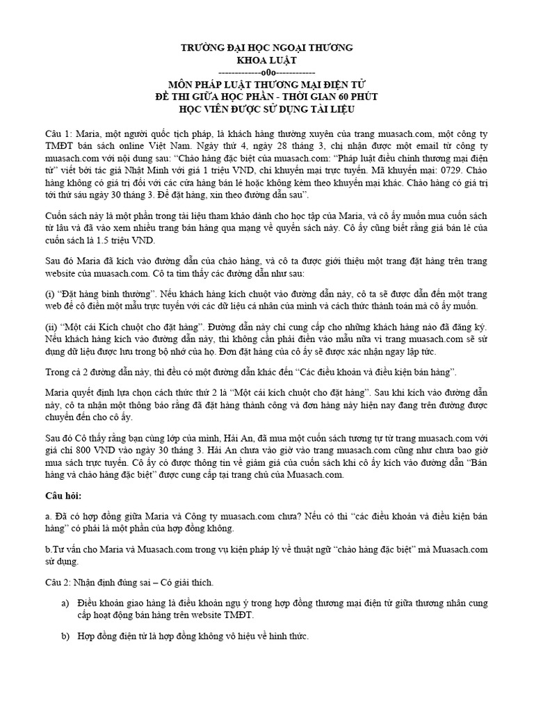 De Thi Giua Ky 2024 | PDF