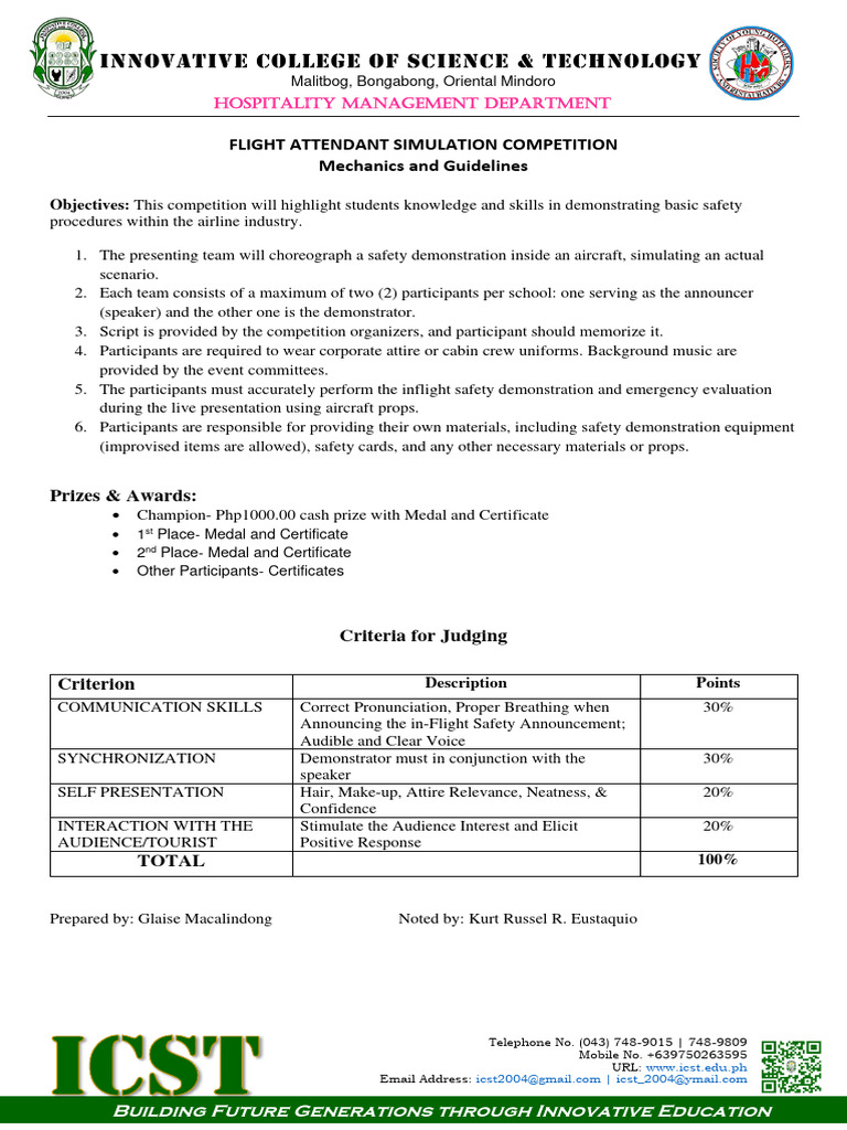 Flight Attendant Simulation Mechanics Final | PDF | Flight Attendant ...