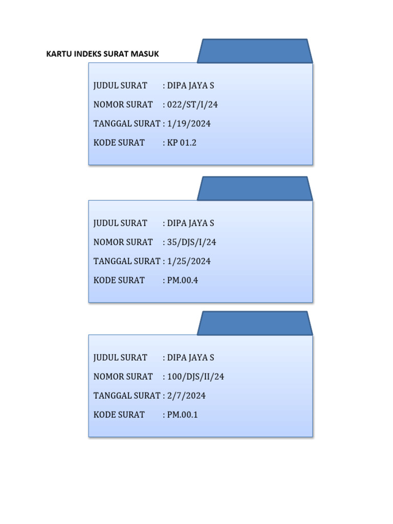 Kartu Indeks Surat Masuk Dan Keluar | PDF