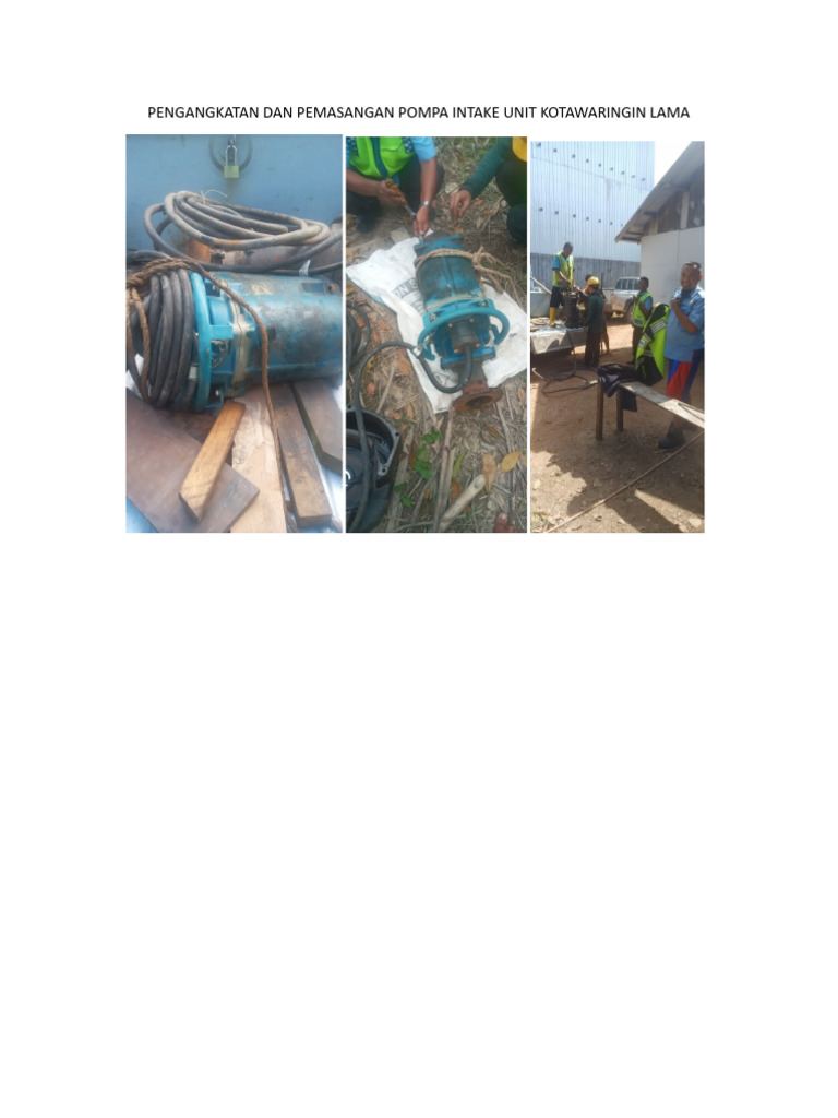 Pengangkatan Dan Pemasangan Pompa Intake Unit Kotawaringin Lama | PDF