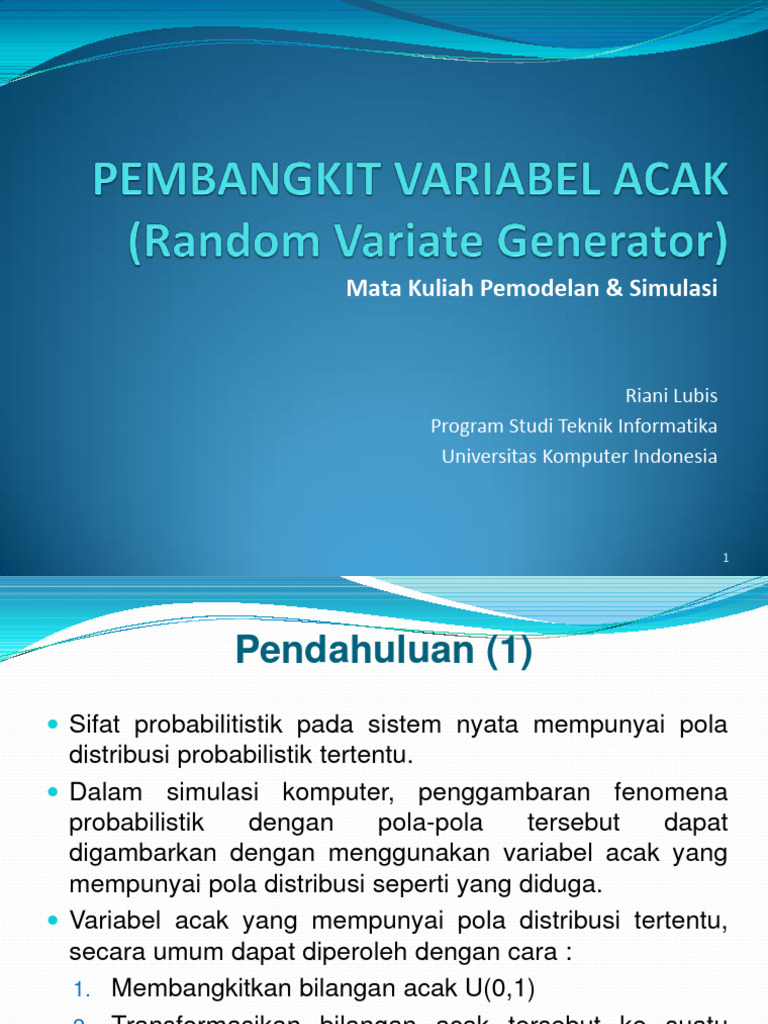 Pemodelan Variabel Acak dalam Simulasi | PDF
