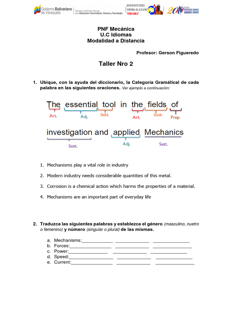 Taller 2 Unidad 2 Pnf Mecánica 2024 Pdf Brake Vehicle Technology