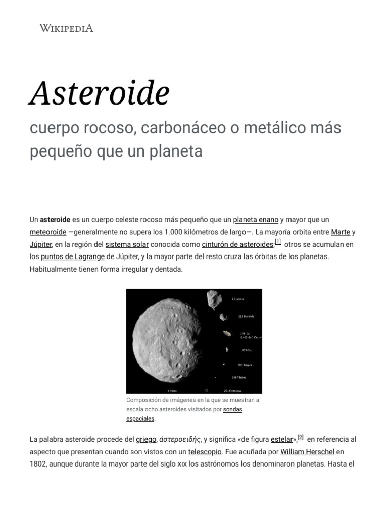 Asteroide - Wikipedia, La Enciclopedia Libre | PDF | Asteroide | Ceres ...