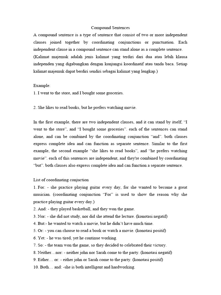 Compound Sentences | PDF | Sentence (Linguistics) | Semantic Units