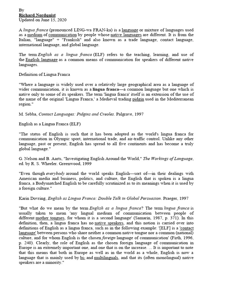 LÍNGUA FRANCA | PDF | Interculturalism | Cultural Globalization