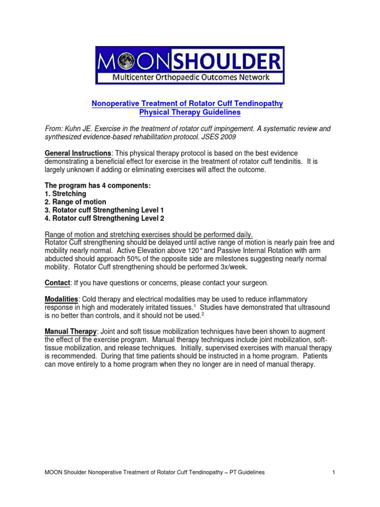 Nonoperative Treatment of Rotator Cuff Tendinopathy PT Guidelines | PDF ...