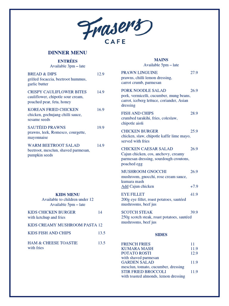 Frasers Dinner Menu March 23 | PDF | French Fries | Hamburgers