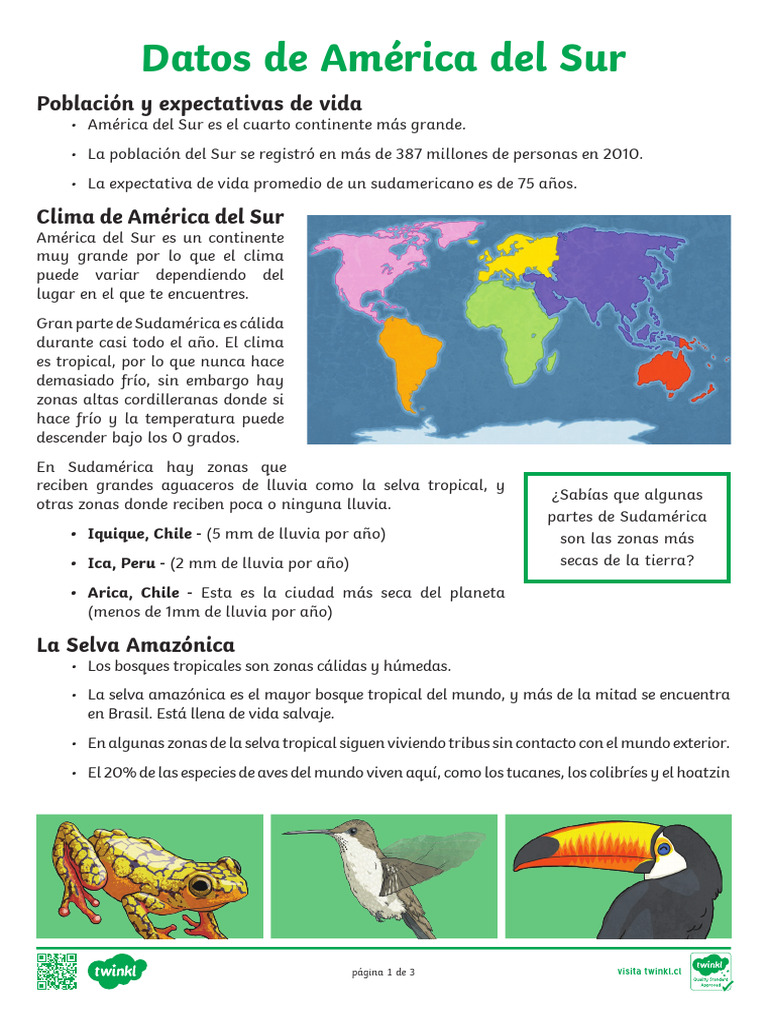 Datos de America Del Sur | PDF | América del Sur | Andes