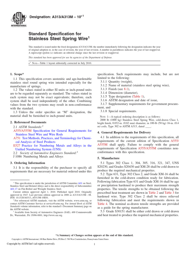 ASTM A313-10 | PDF | Stainless Steel | Steel