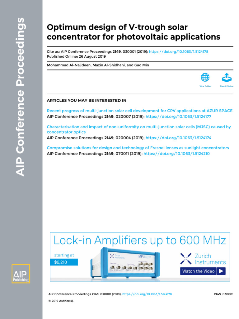 Optimum Design of V-Trough Solar Concentrator For Photovoltaic ...