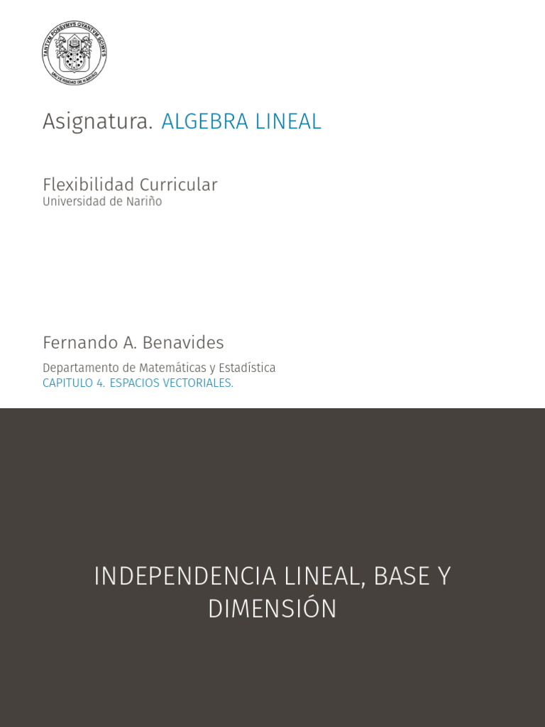 Algebra_Lineal_Espacios-Vectoriales_Independencia-Base-Dimension | PDF ...